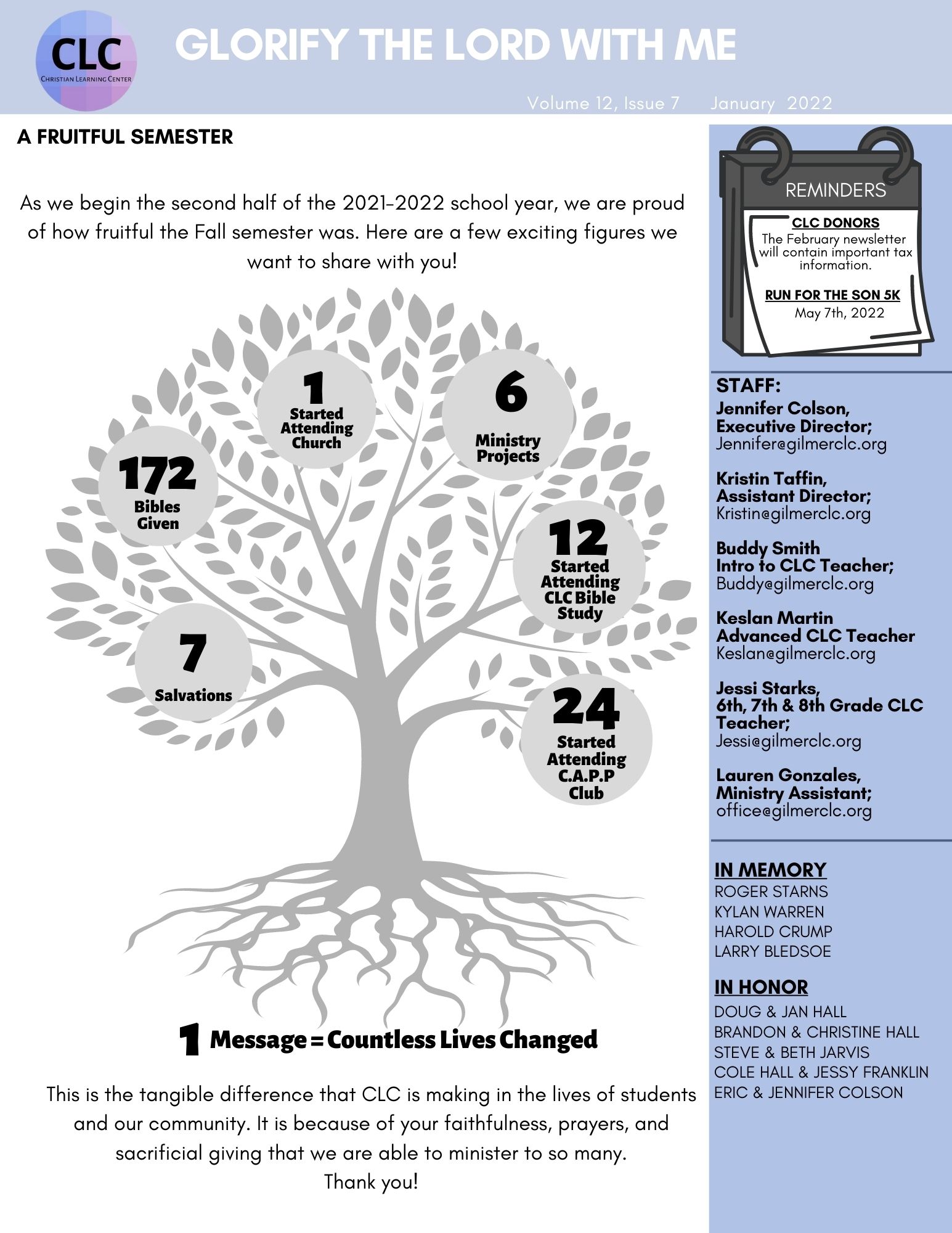 January 2022 Newsletter – Gilmer Christian Learning Center